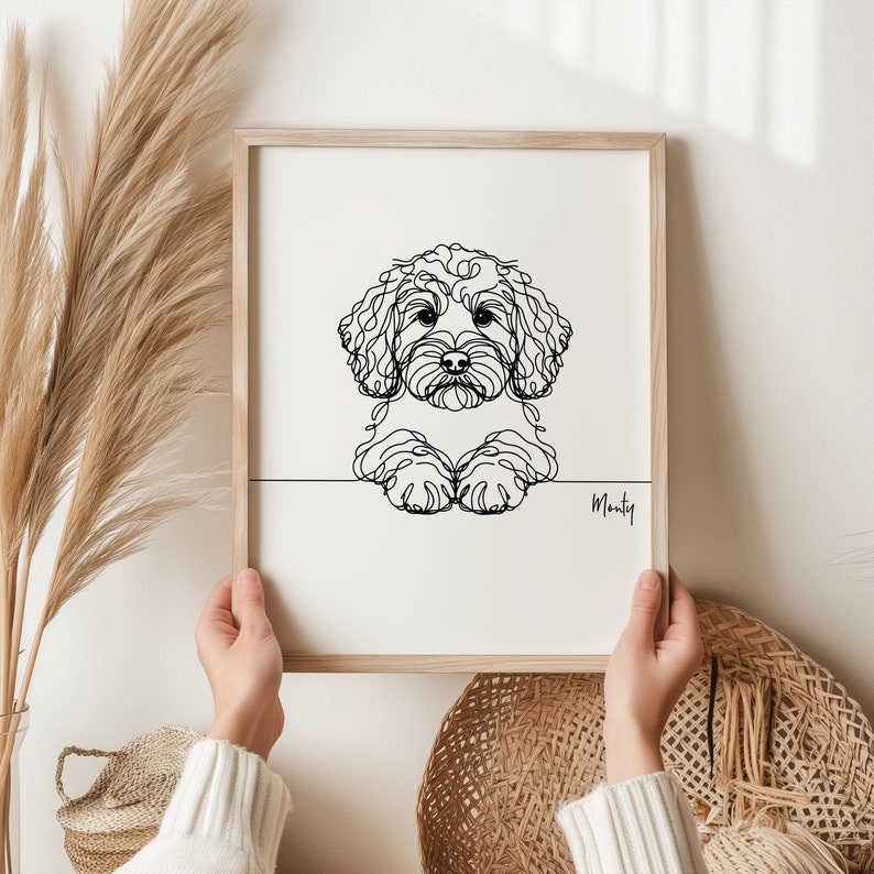 Cockapoo Line Drawing, Line Art Dog Print, Cockapoo Picture, Fun Gift ...