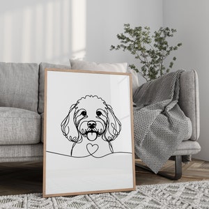 Personalised Cockapoo Print, Cockapoo Line Art, Cockapoo Portrait, Dog ...