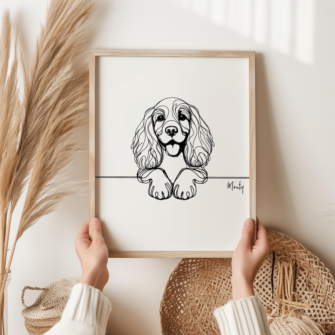 Personalised Cocker Spaniel Digital Portrait, Cocker Spaniel Puppy Art ...
