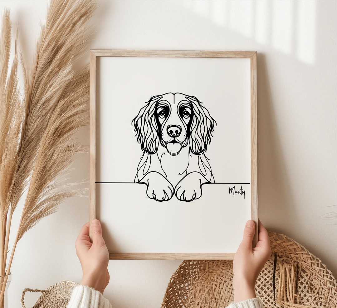 Personalised Springer Spaniel Digital Print, Springer Spaniel Dog ...