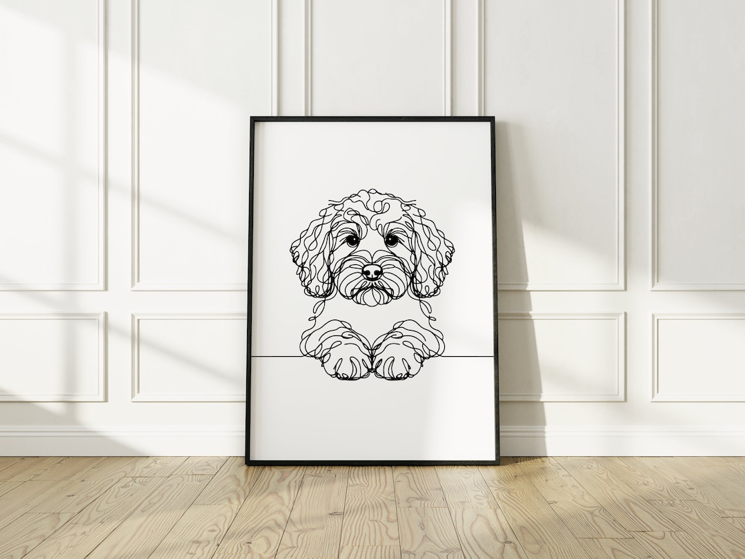 Cockapoo Line Drawing, Line Art Dog Print, Cockapoo Picture, Fun Gift ...