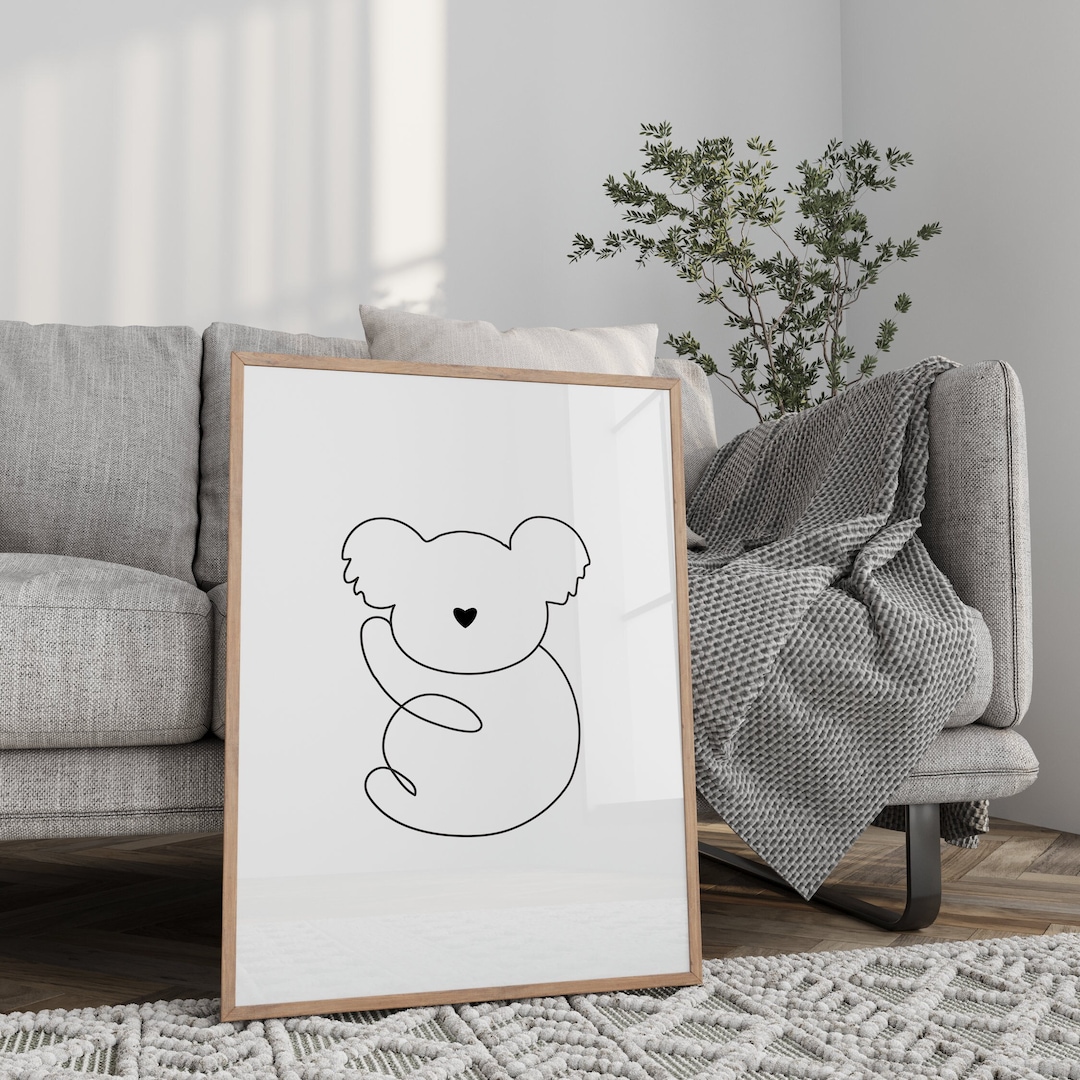 Koala Line Art, Koala Drawing, Minimalist Koala Art, Koala Wall Art ...
