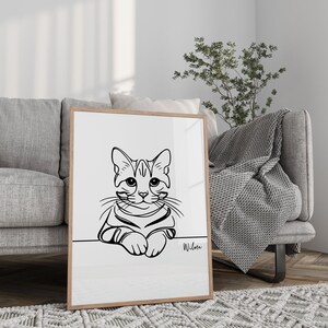 Tabby Cat Print, Tabby Cat Line Art, Tabby Cat Portrait, Tabby Cat ...