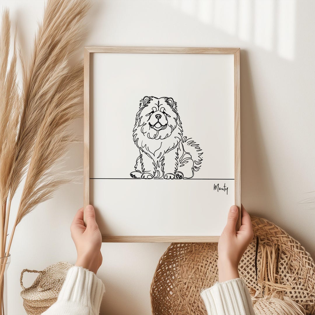 Personalised Chow Chow Digital Print, Chow Chow Dog Outline, Chow Chow ...
