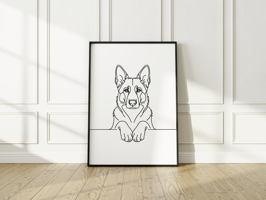 Personalised German Shepherd Digital Print, German Shepherd Dog Outline ...