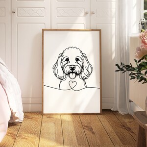 Personalised Cockapoo Print, Cockapoo Line Art, Cockapoo Portrait, Dog ...