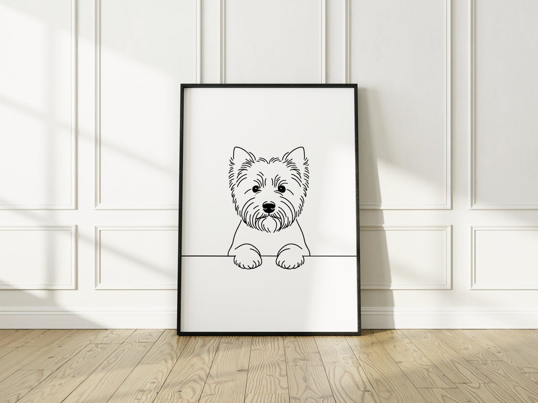 Personalised Westie Print, Westie Outline, Westie Line Art, Westie Gift ...