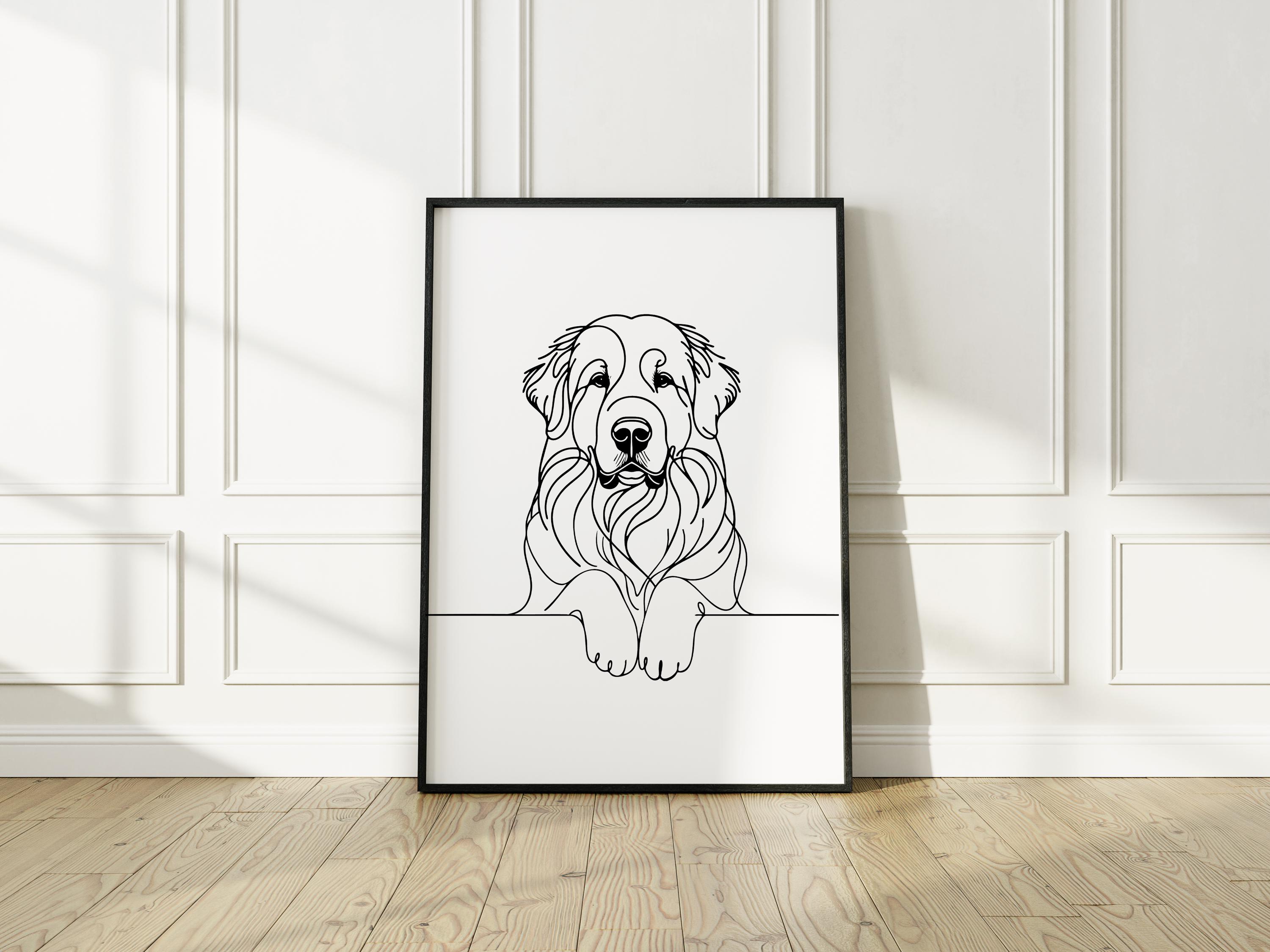 Personalised Great Pyrenees Digital Print, Great Pyrenees Dog Outline ...