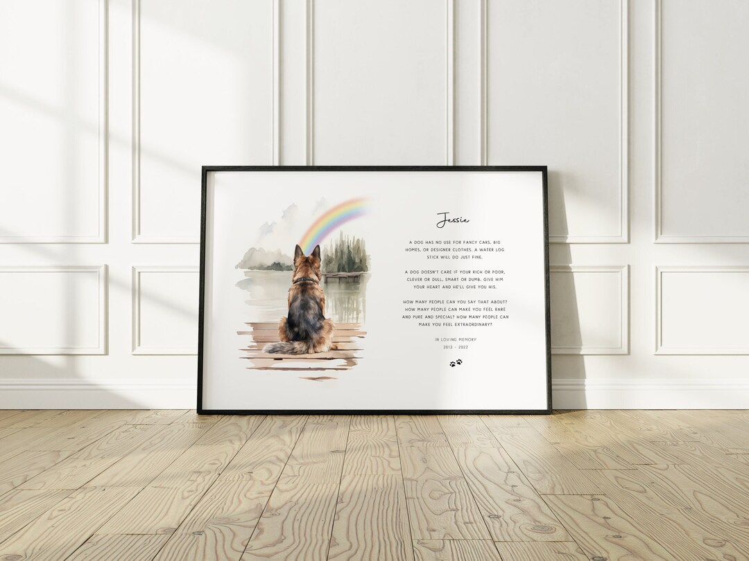 Personalised Pet Loss Print, Rainbow Bridge Print, Pet Memorial, Pet ...