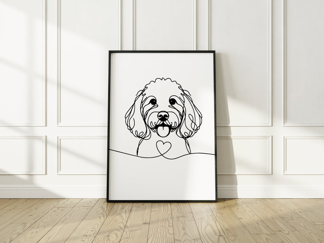 Personalised Cockapoo Print, Cockapoo Line Art, Cockapoo Portrait, Dog ...
