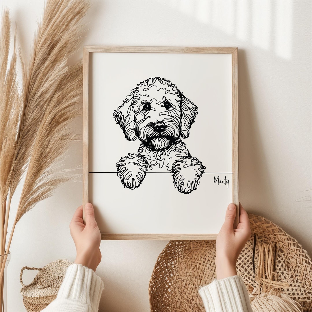 Labradoodle Print, Line Art Dog Print, Labradoodle Picture, Fun Gift ...