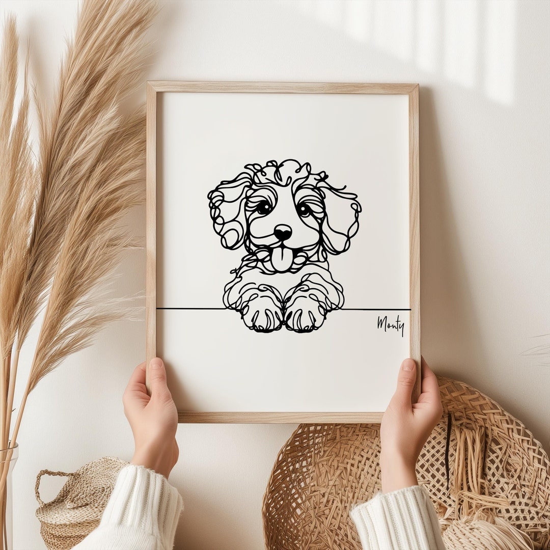 Cavapoo Line Drawing, Line Art Dog Print, Cavapoo Picture, Fun Gift for ...