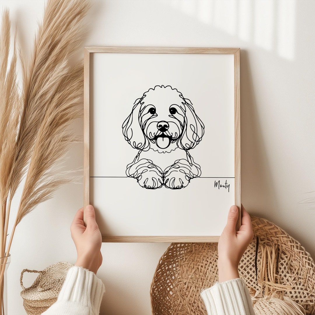 Personalised Cockapoo Print, Cockapoo Line Art, Cockapoo Portrait, Dog ...
