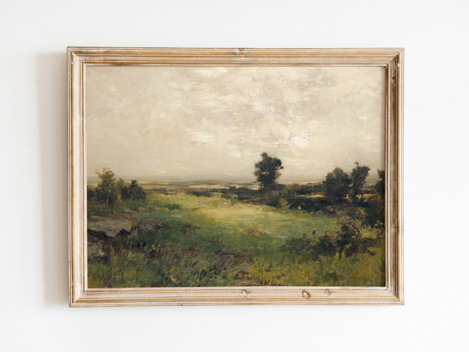 Muted Landscape Painting, Digital Download, Vintage Wall Art, Farmhouse ...