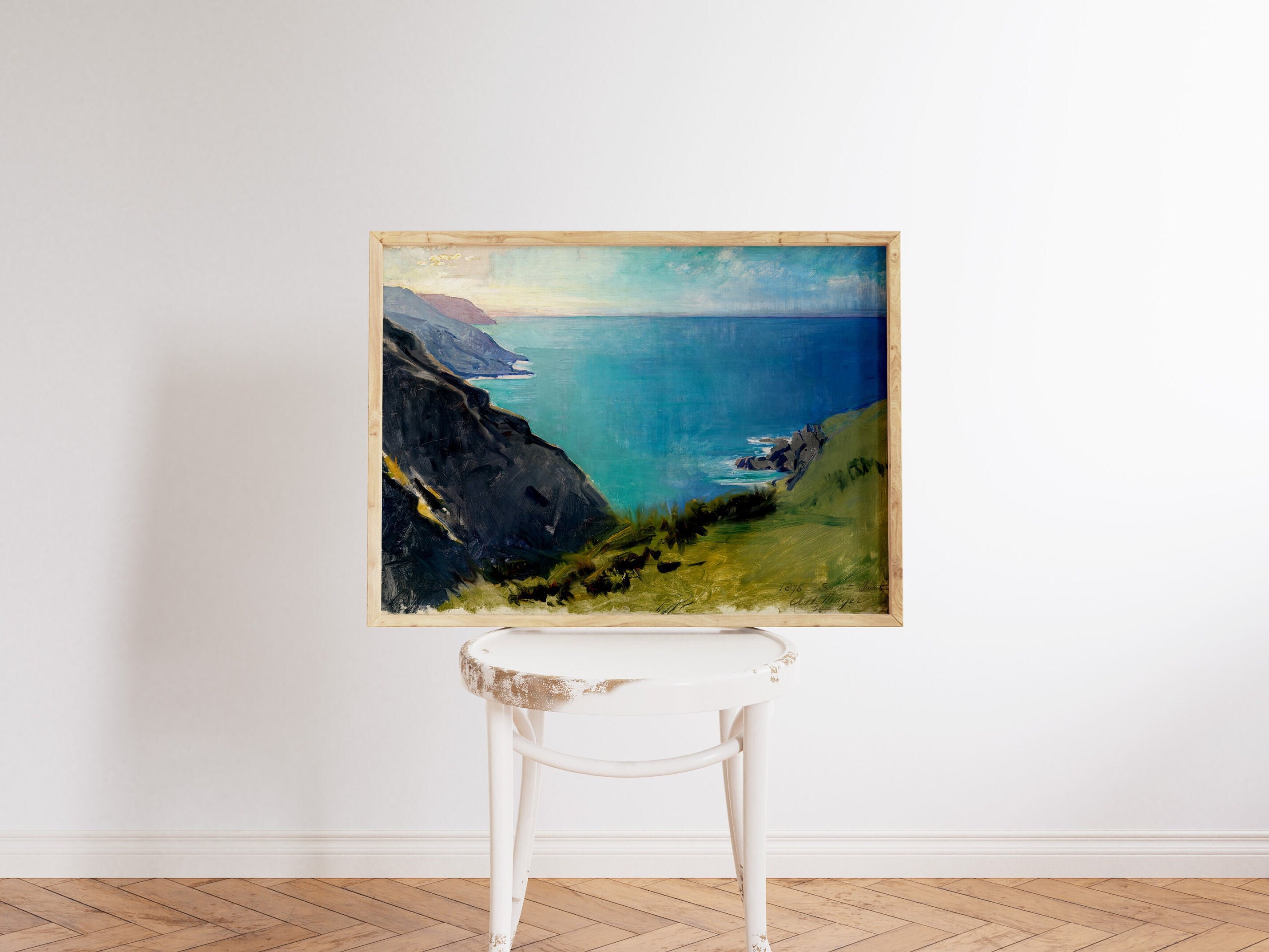 Vintage Cornish Coast Painting, Instant Digital Download, Sea Landscape ...