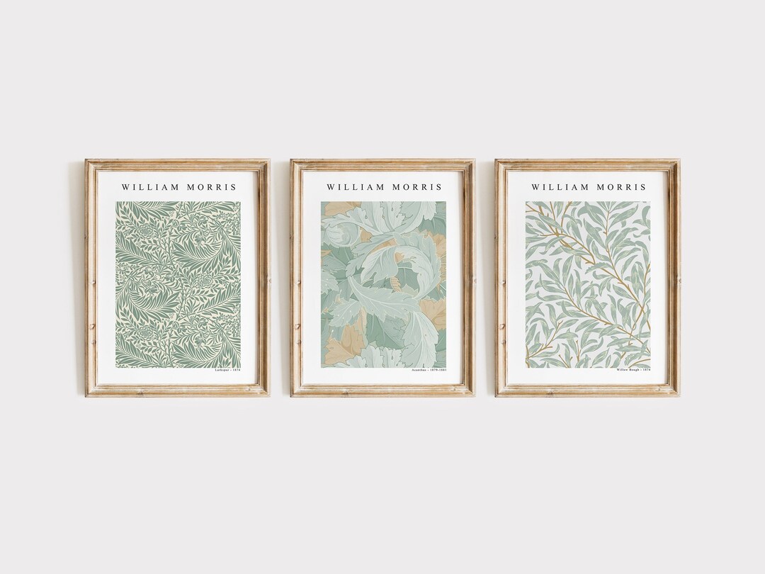 Set of 3 William Morris Sage Green Prints, Digital Download, Botanical ...
