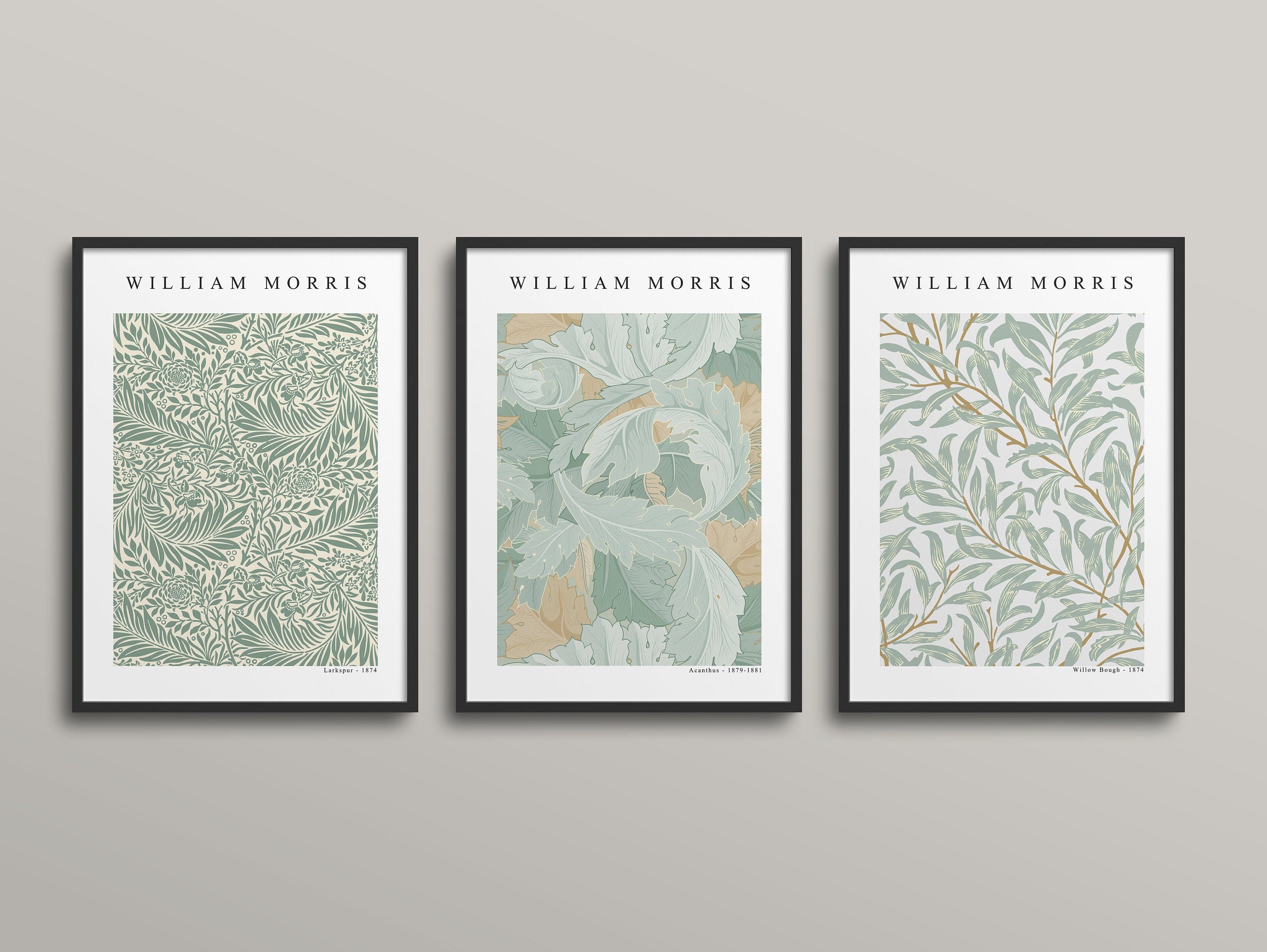 Set of 3 William Morris Sage Green Prints Digital Download - Etsy