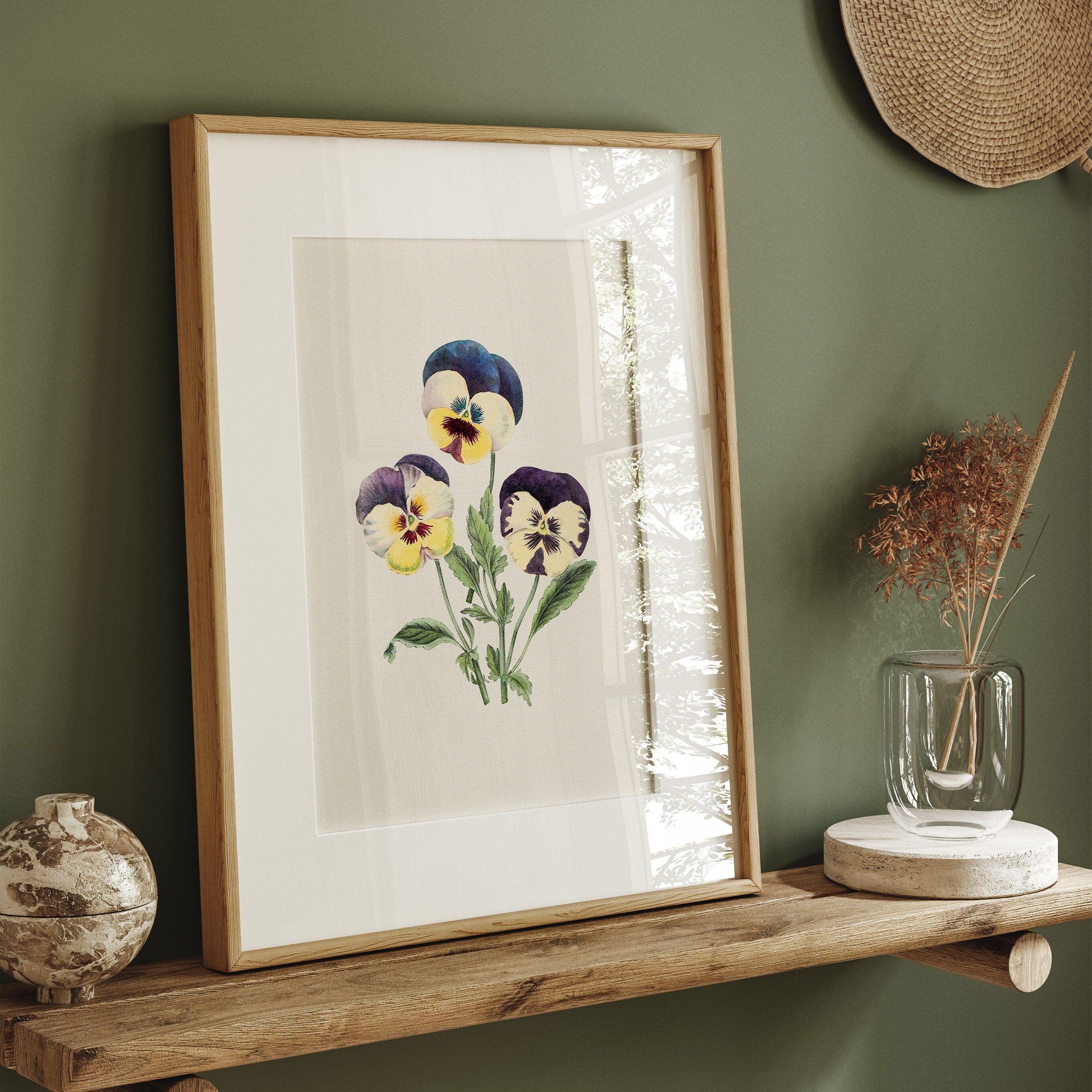 Vintage Botanical Illustration, Pansy Flowers Painting, DOWNLOADABLE ...