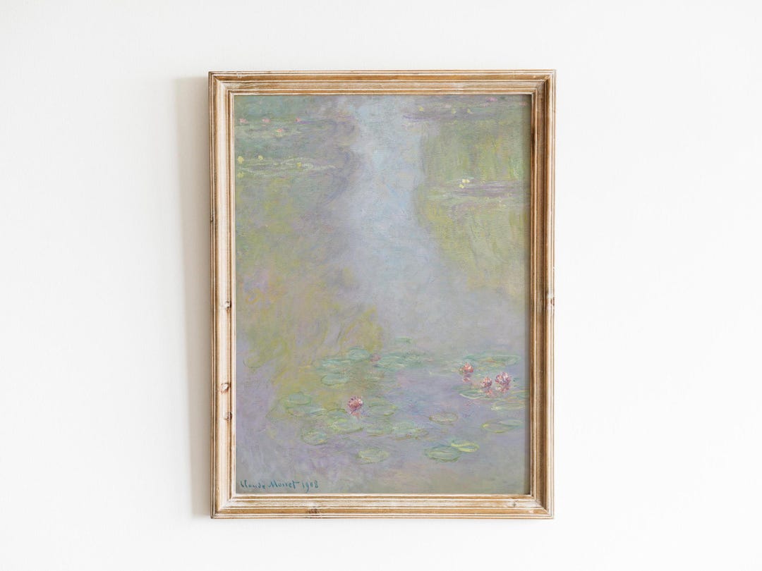 Claude Monet Water Lilies Print, Muted Monet Water Lilies Print ...