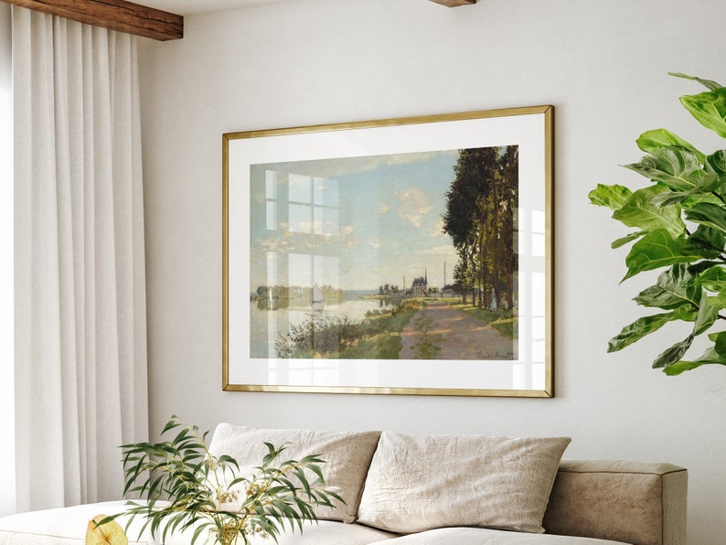 Vintage Claude Monet Muted Landscape Print, Digital Download, Boats on ...