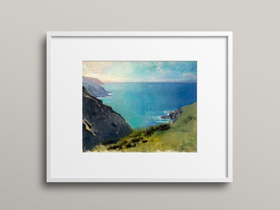 Vintage Cornish Coast Painting Instant Digital Download Sea - Etsy