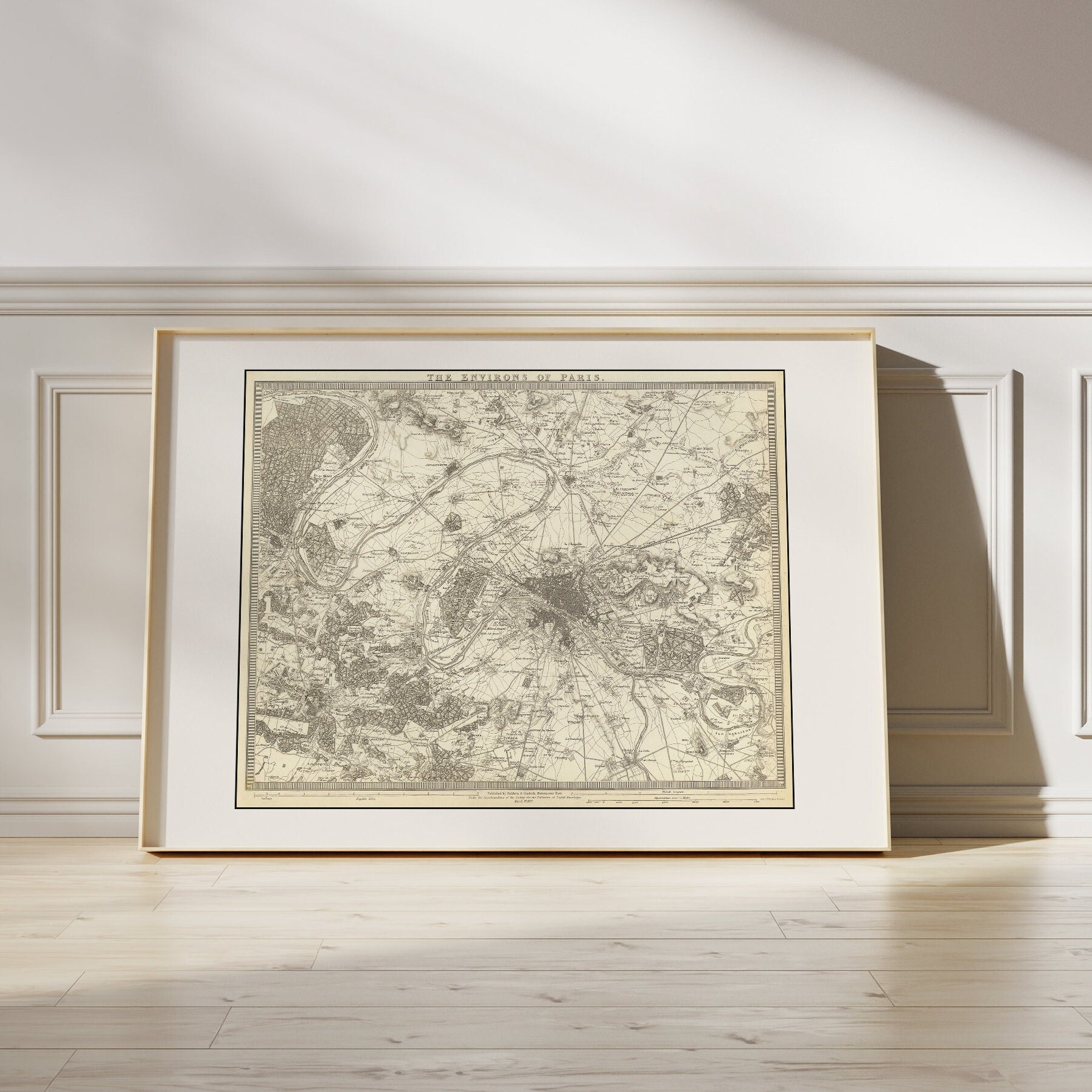 Vintage Map of Paris Print, Digital Download, Neutral Beige Tones Decor ...