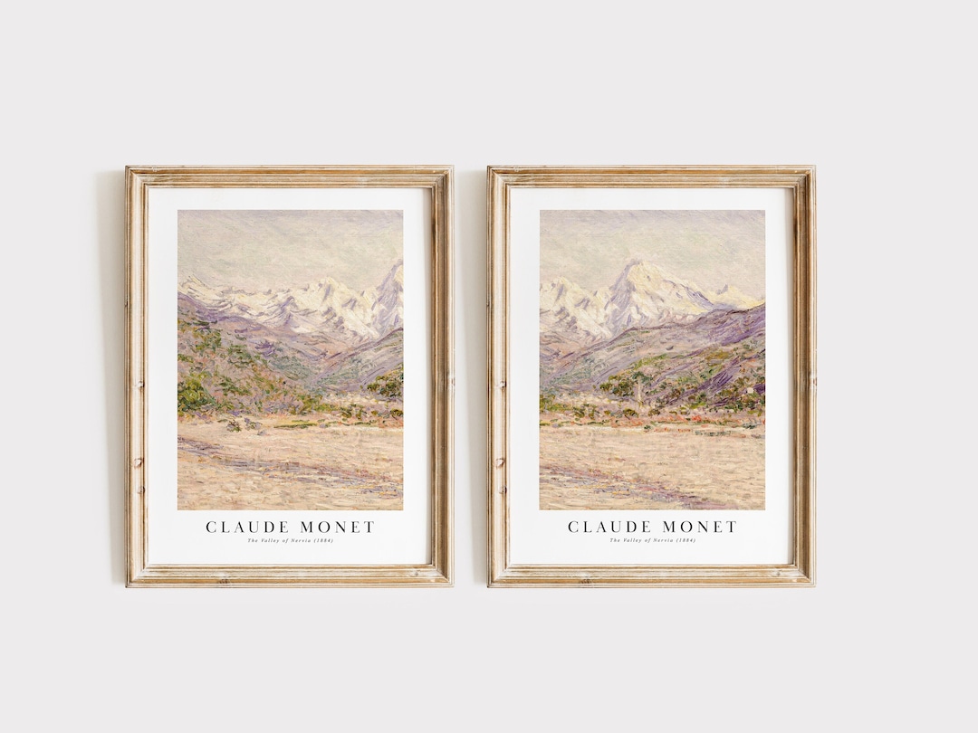 2 Piece Set of Claude Monet Exhibition Prints, Landscape Painting, Warm ...