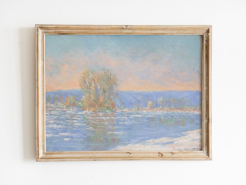 Vintage Claude Monet Winter Landscape Painting, DIGITAL DOWNLOAD, Snowy ...
