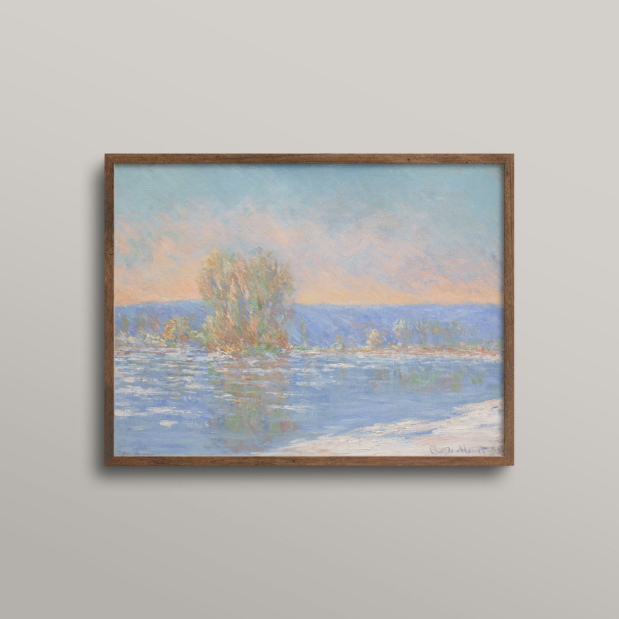 Vintage Claude Monet Winter Landscape Painting, DIGITAL DOWNLOAD, Snowy ...