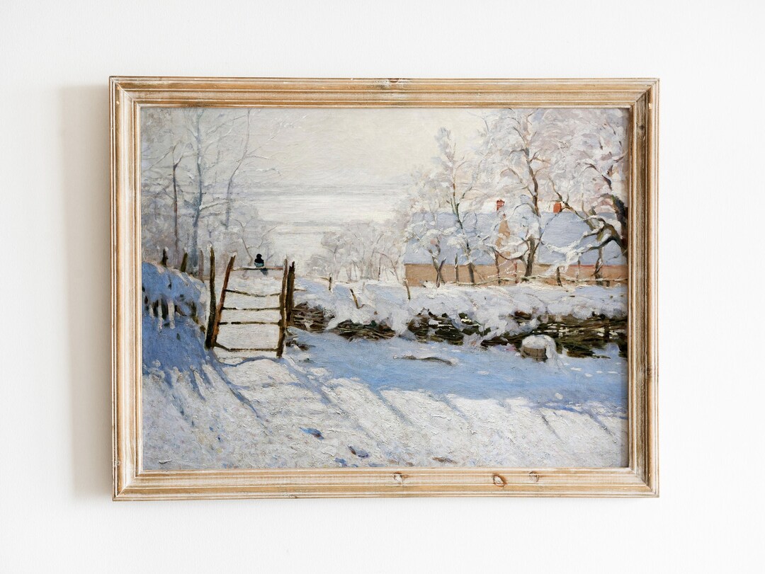 Vintage Claude Monet Print, Snowy Winter Landscape Painting, DIGITAL ...