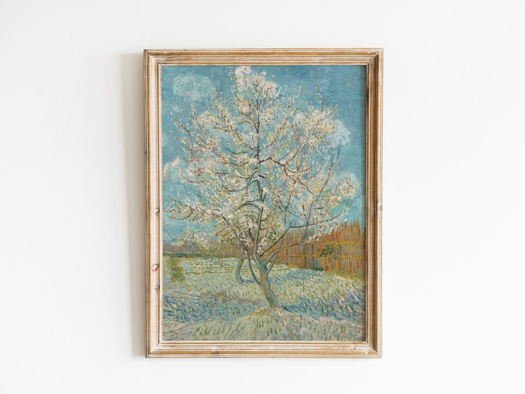 Vintage Vincent Van Gogh Landscape Painting, Digital Download, Pink ...