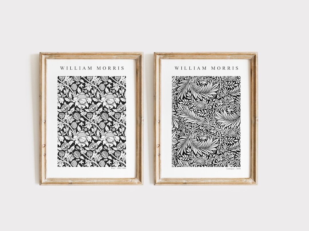 Set of 2 Black and White William Morris Prints, Instant Download, Leaf ...