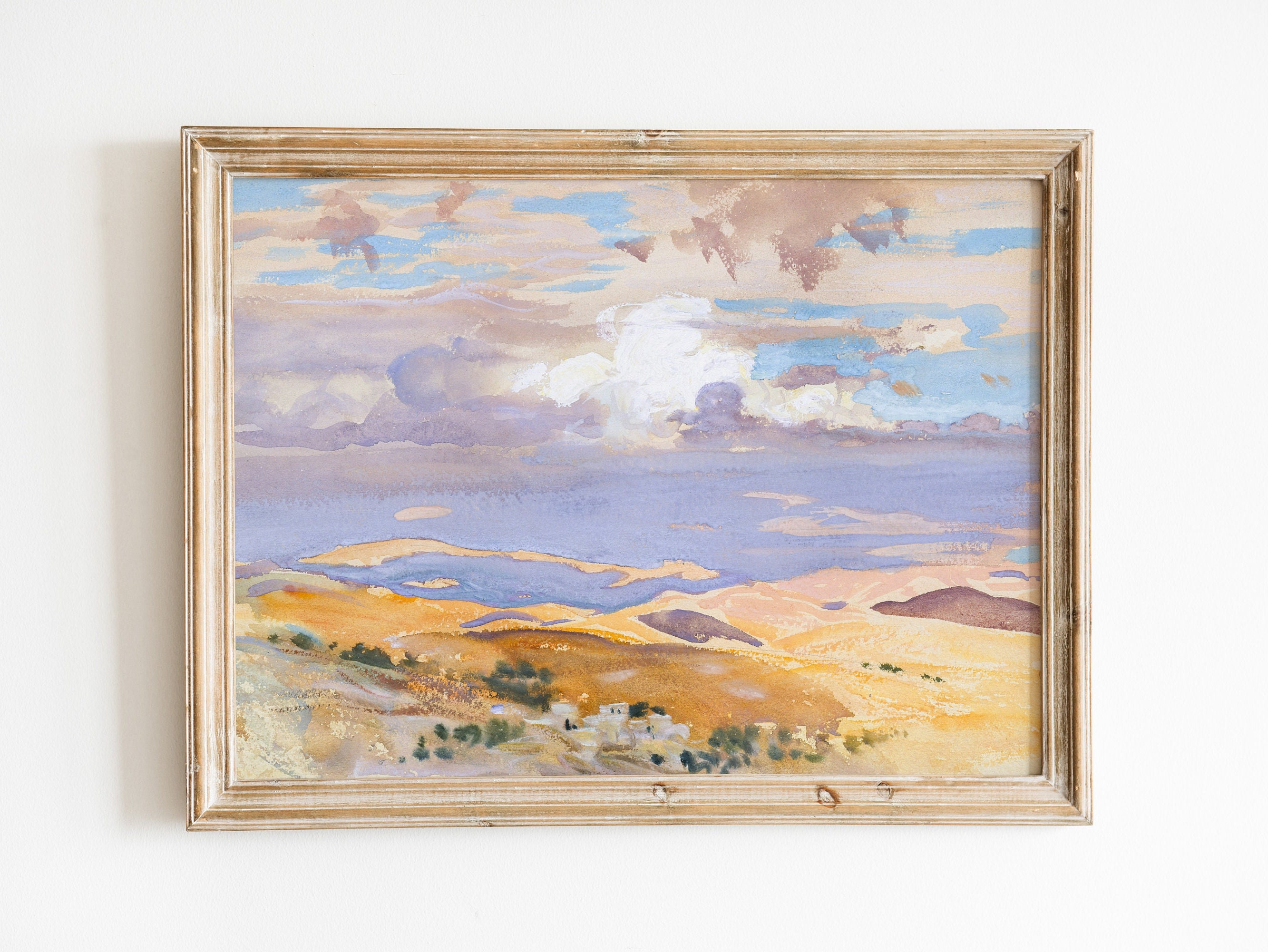 Vintage Landscape Painting, John Singer Sargent, Clouds and Mountains ...