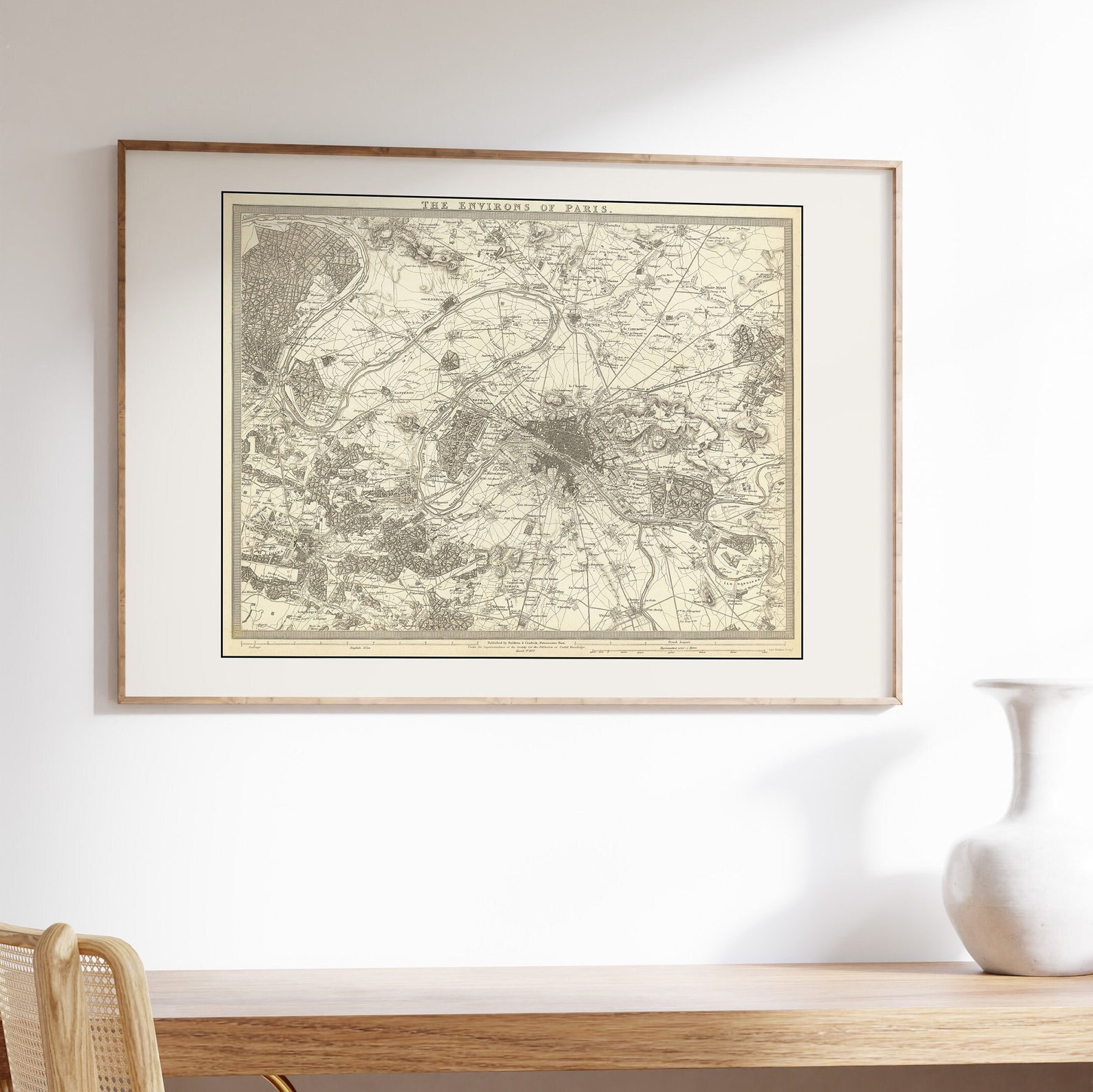 Vintage Map of Paris Print, Digital Download, Neutral Beige Tones Decor ...