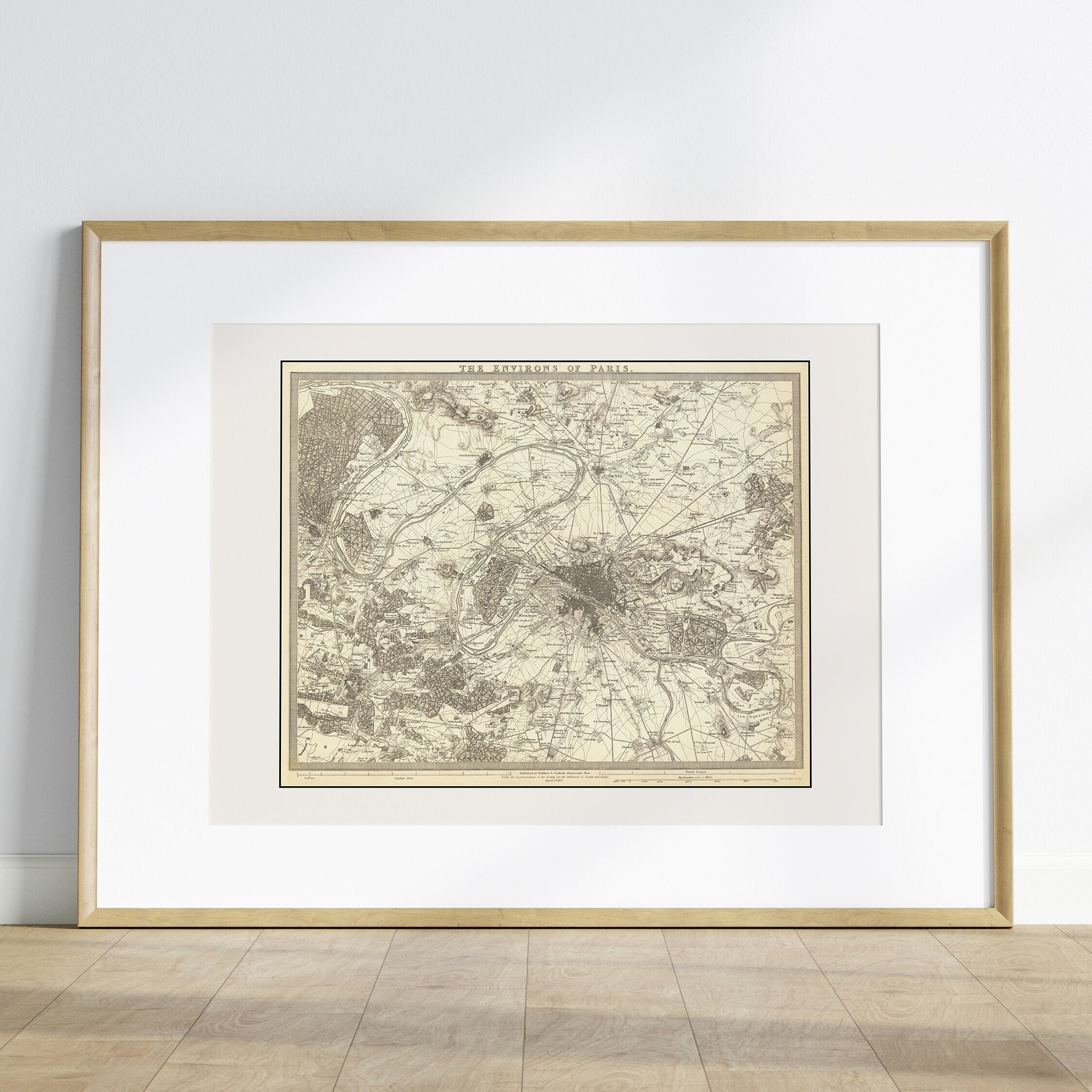 Vintage Map of Paris Print, Digital Download, Neutral Beige Tones Decor ...