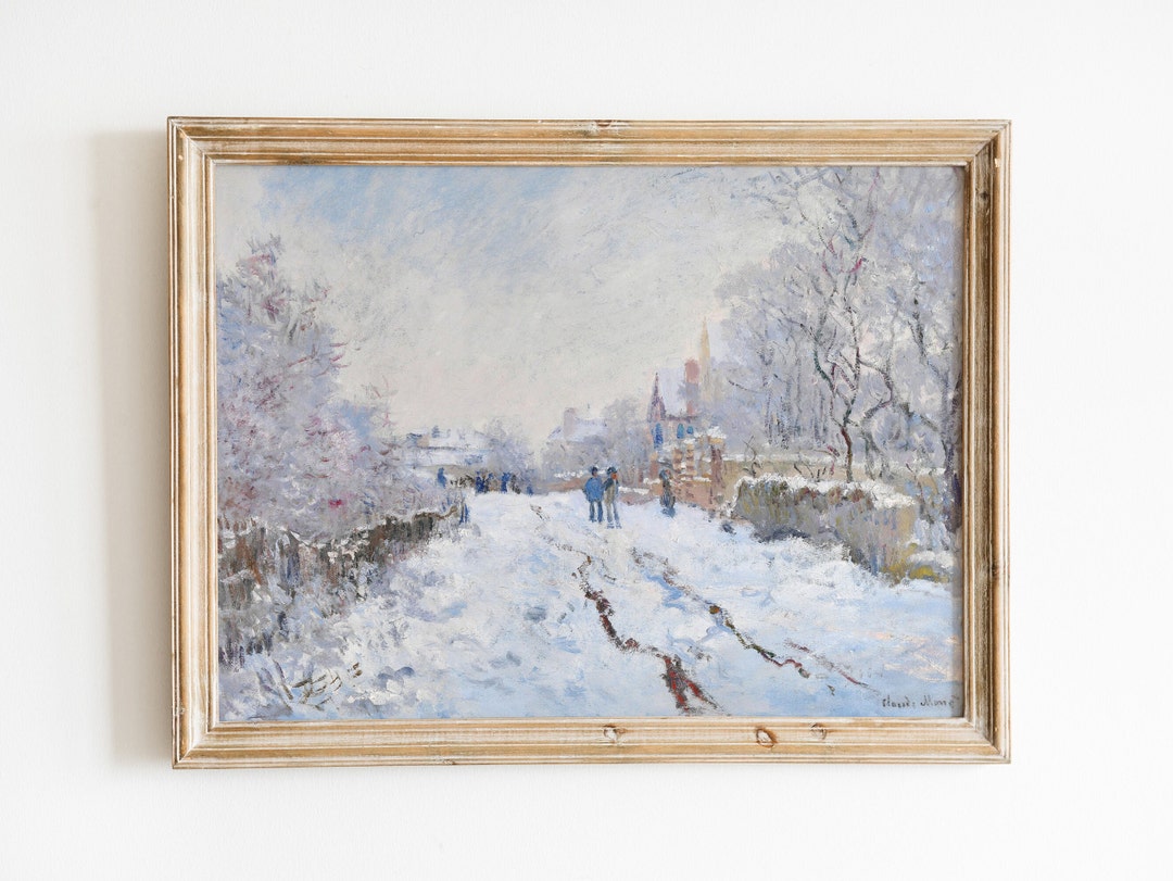 Vintage Claude Monet Print, Snowy Winter Landscape Painting, DIGITAL ...
