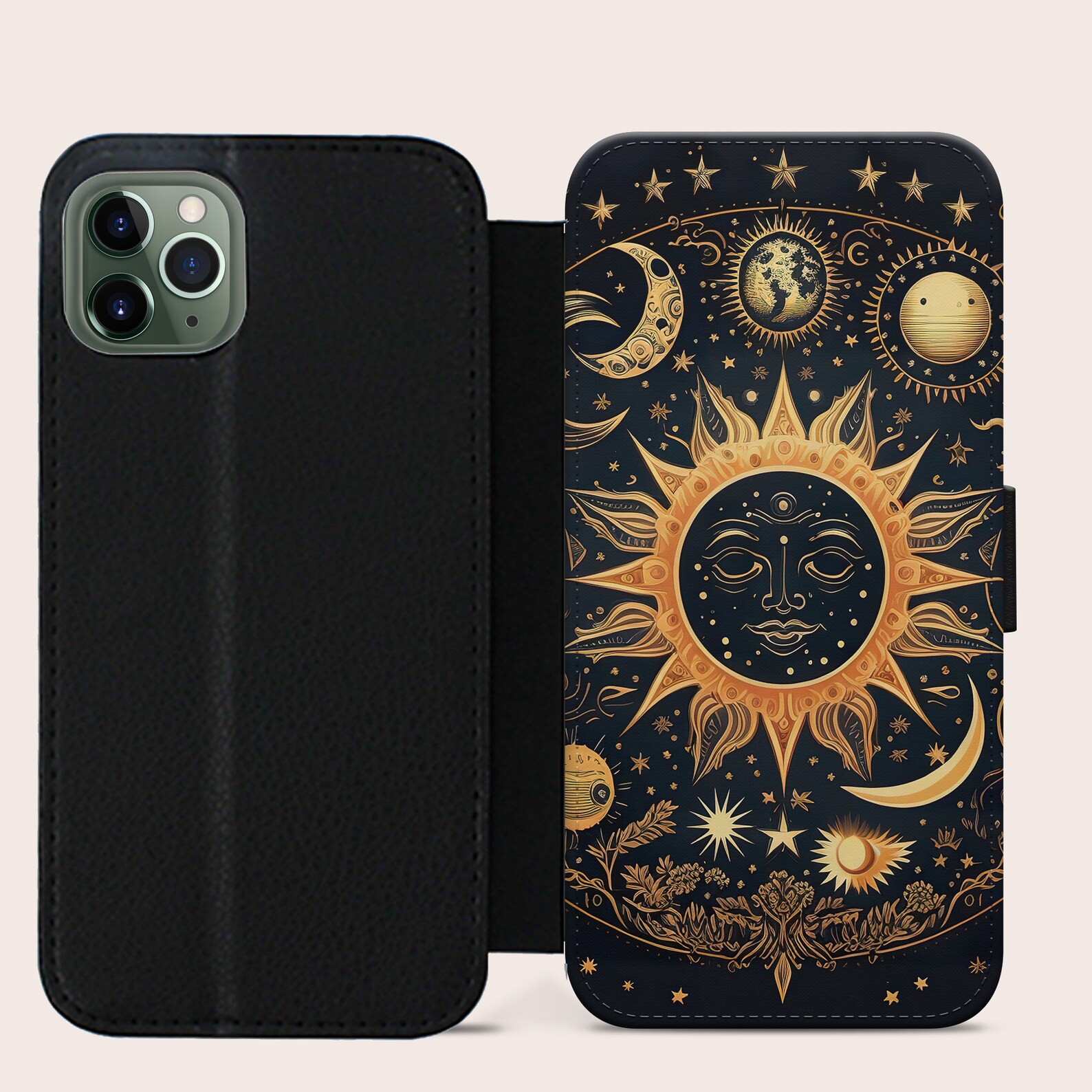 Celestial Sun Moon Stars Magic Planets Phone Case Cover Flip - Etsy UK
