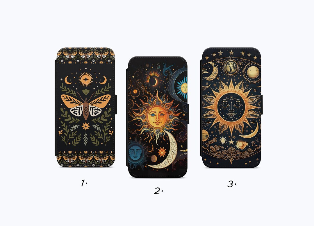 Celestial Sun Moon Stars Magic Planets Phone Case Cover Flip - Etsy UK