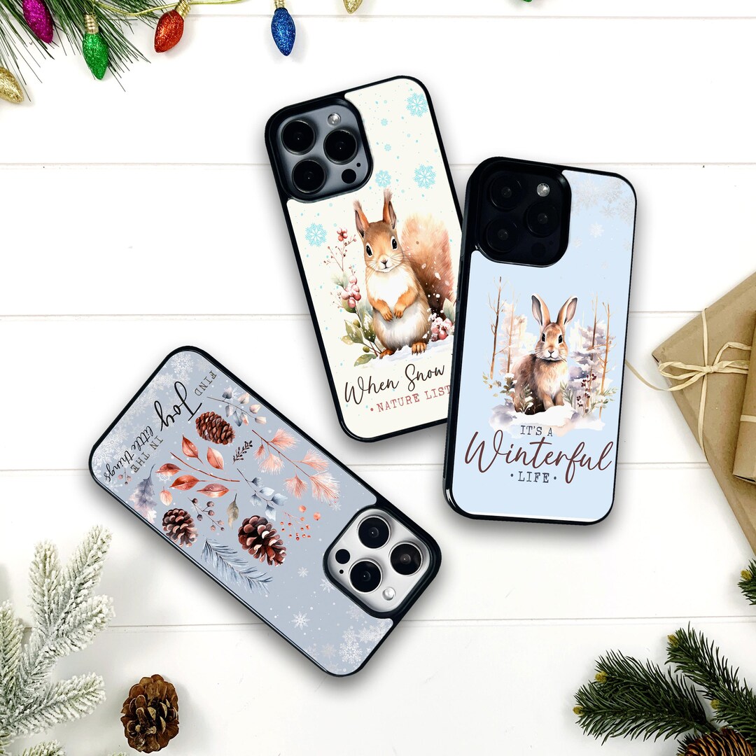 Winter Scene Snow Forest Animals Phone Case Cover for iPhone Samsung ...