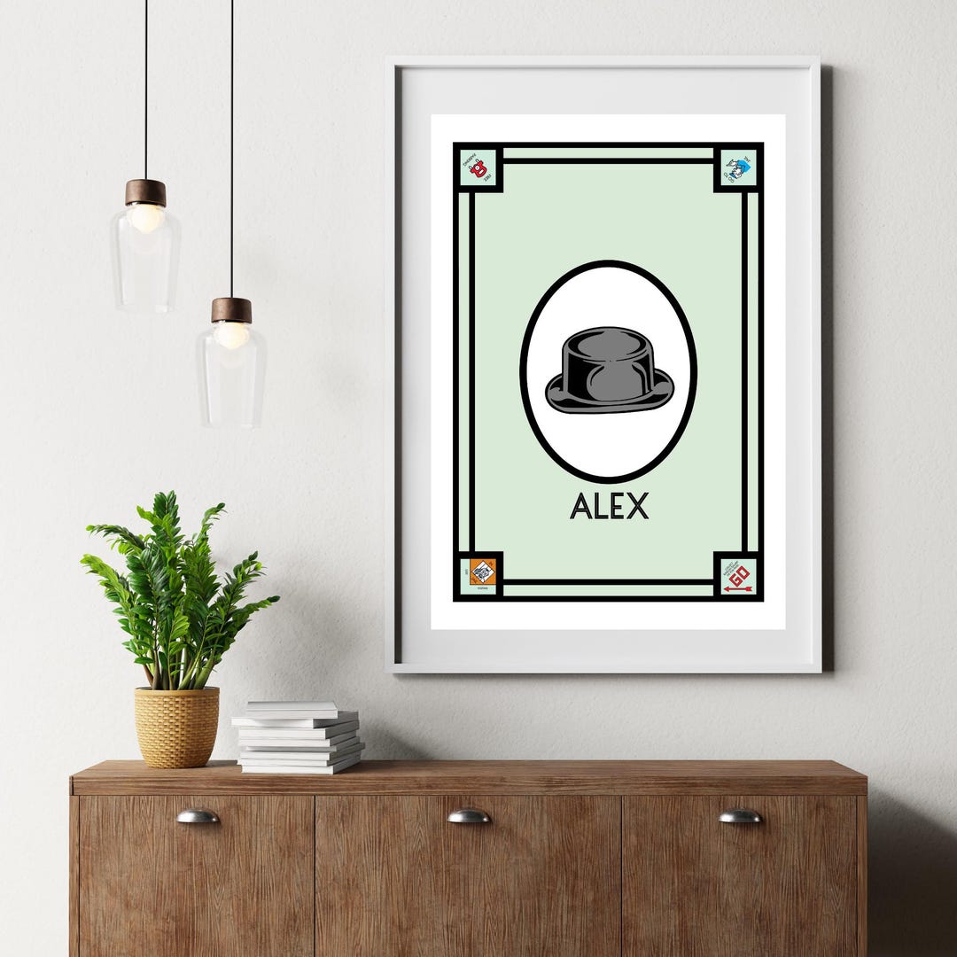 Personalised Monopoly Playing Piece Wall Art Poster Custom Home Decor ...