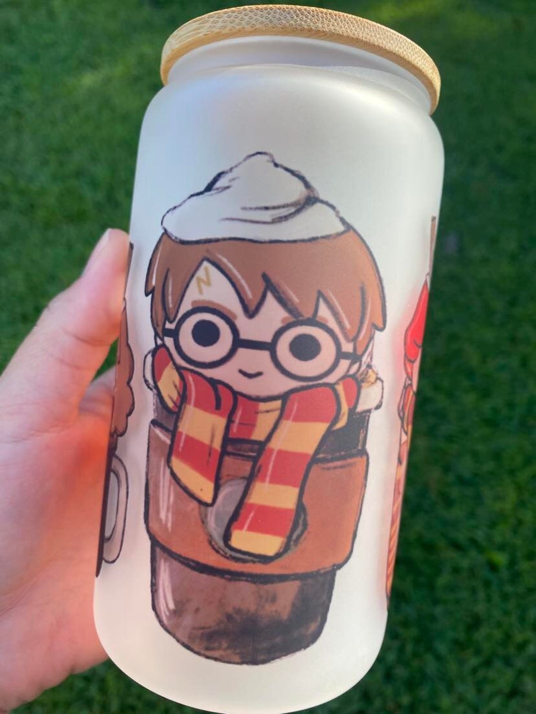 Harry Potter 16 Oz Frosted Glass Cup - Etsy