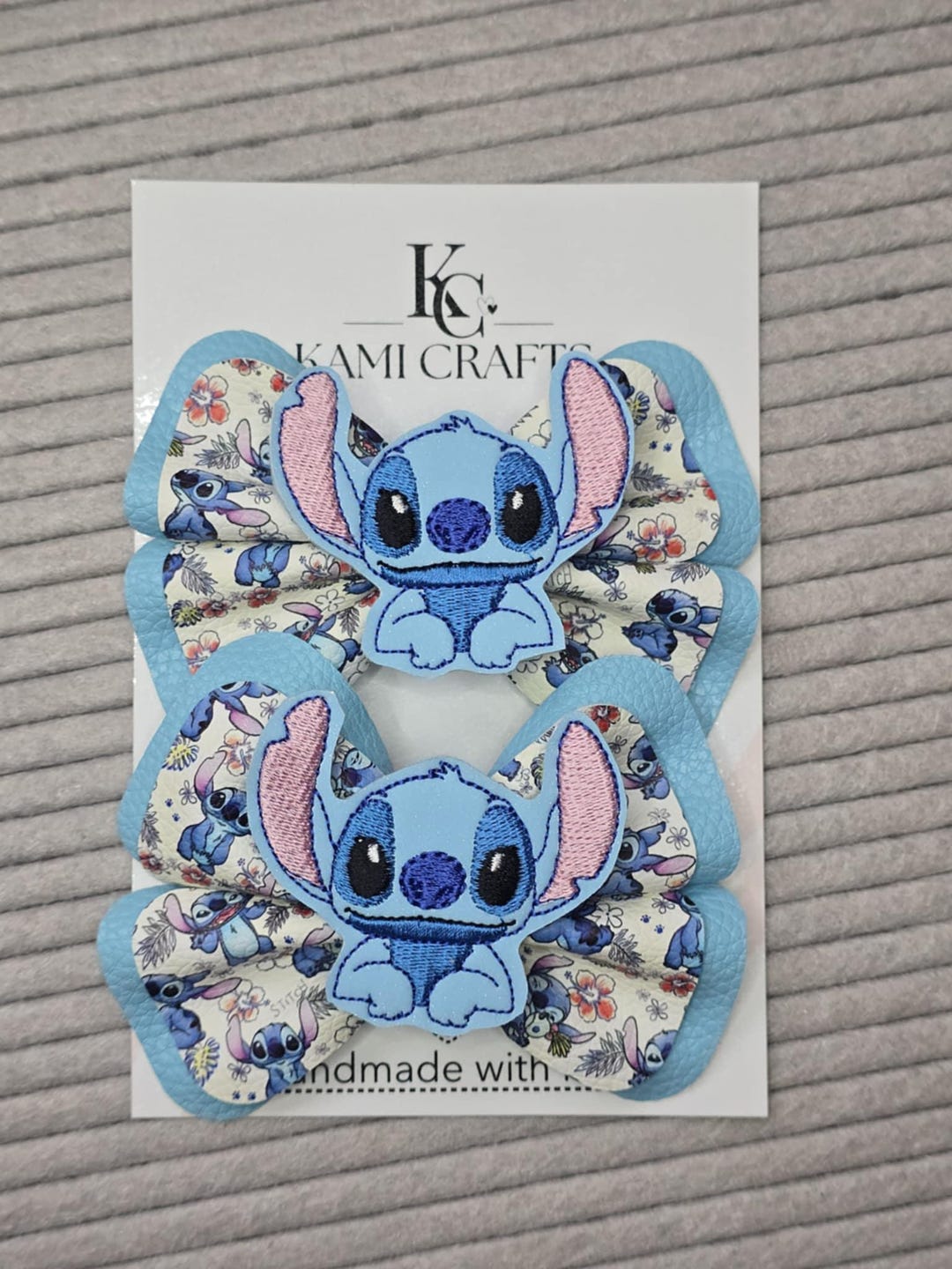 Stitch 4" Bows Set With Feltie Center Piece - Etsy