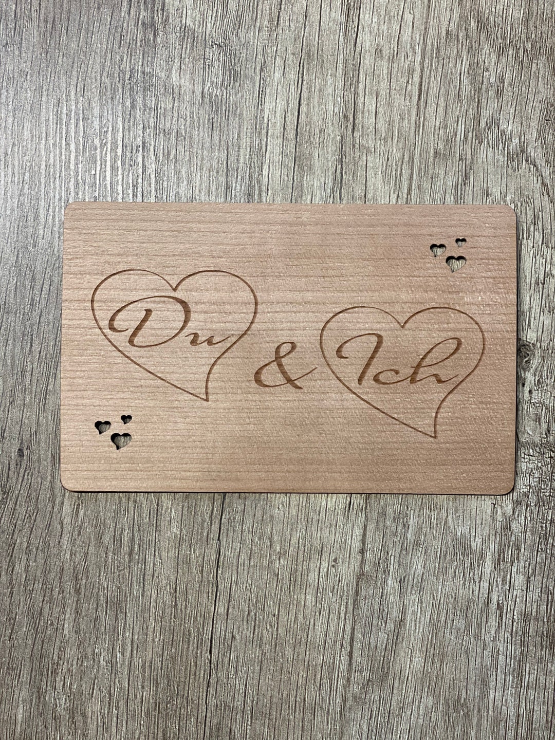 Greeting Card Made of Wood Gift Card "you & I" Gift Card Love Valentine ...