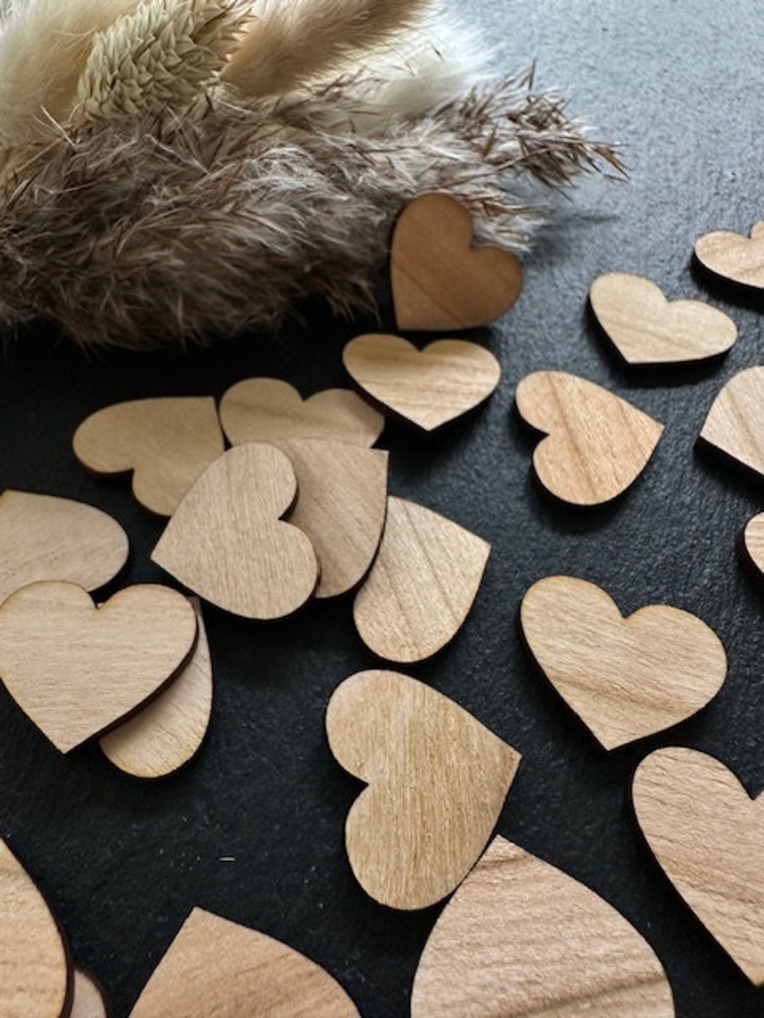 50 Scatter Decoration Wooden Heart Table Decoration Natural Wedding ...