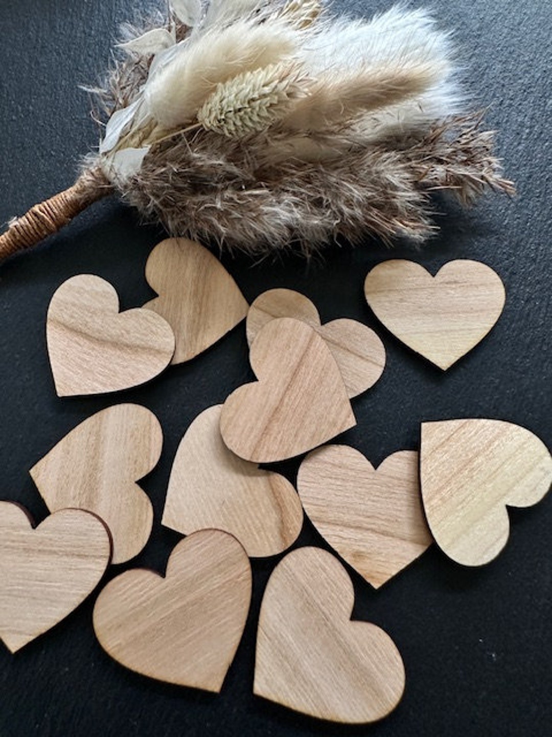 50 Scatter Decoration Wooden Heart Table Decoration Natural Wedding ...