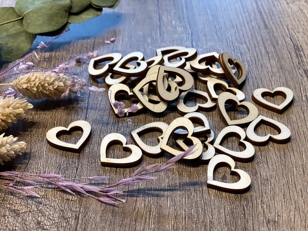 100 Scattered Wooden Heart Table Decorations, Wedding Decorative Hearts ...