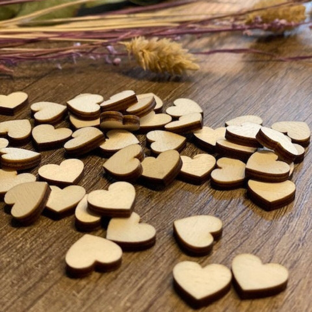 100 Scatter Decoration Wood Heart Table Decoration Nature Wedding ...