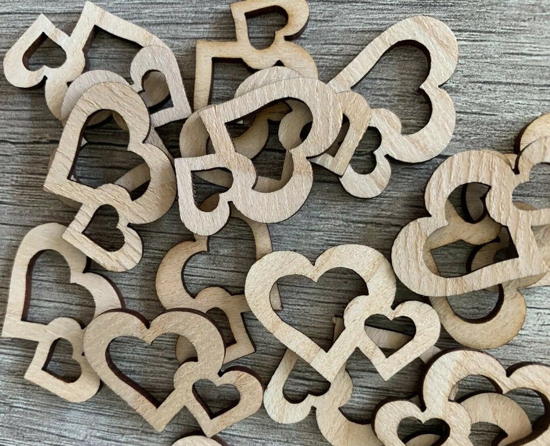 50 Scatter Decoration Wooden Heart Table Decoration Wedding Decorative ...