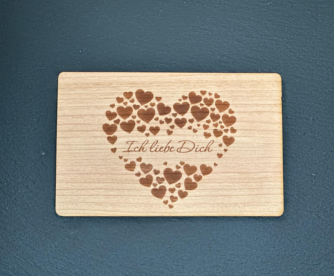 Greeting Card Made of Wood Gift Card Gift Card Love Heart I Love You ...