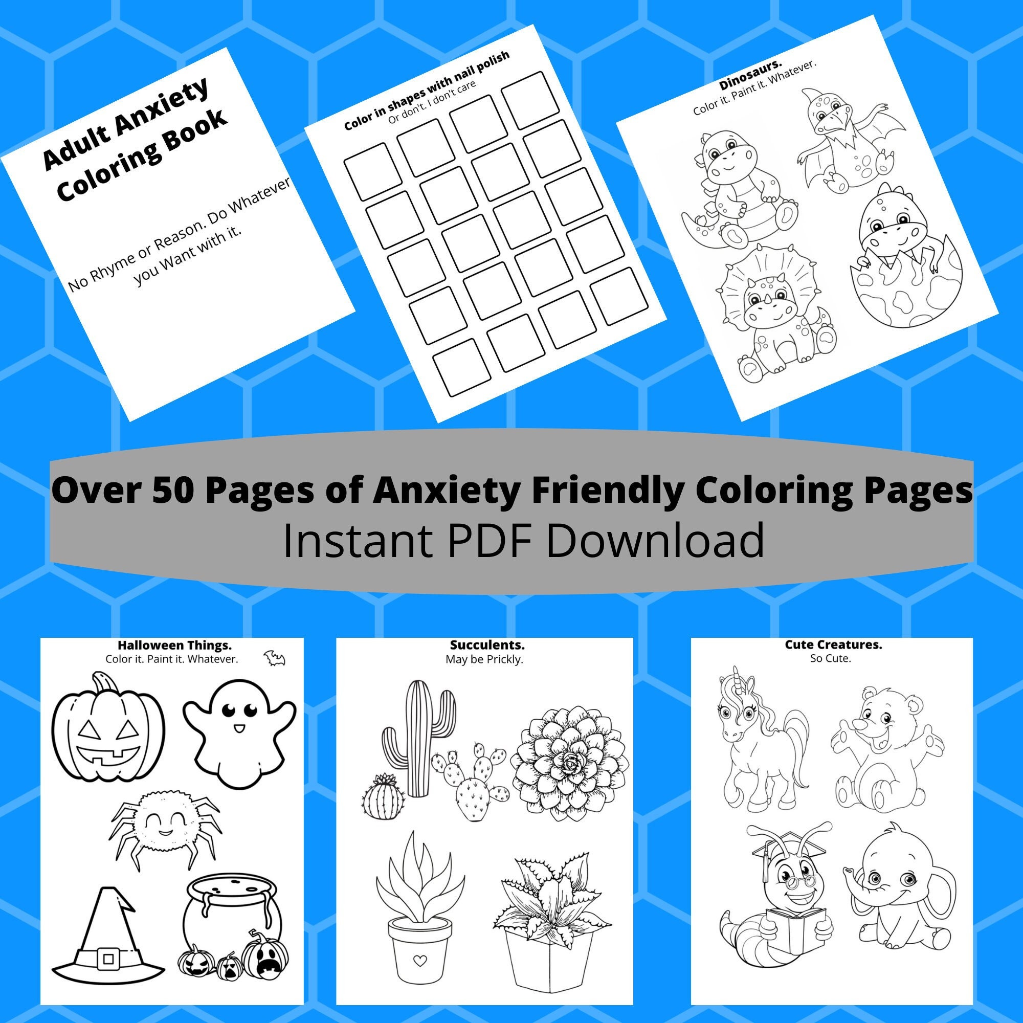 Adult Anxiety Coloring Book, Coloring Pages for Adults With ADHD and ...